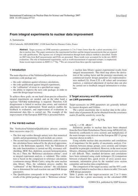 Pdf From Integral Experiments To Nuclear Data Improvement
