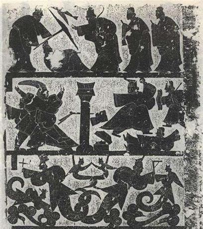考古出土的荆轲刺秦王画像石东汉年间作品