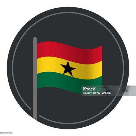 추상 가나 국기 평면 아이콘 에서 원 고립된 통하고 있는 백색 배경 0명에 대한 스톡 벡터 아트 및 기타 이미지 0명 Flag Day 가나 Istock