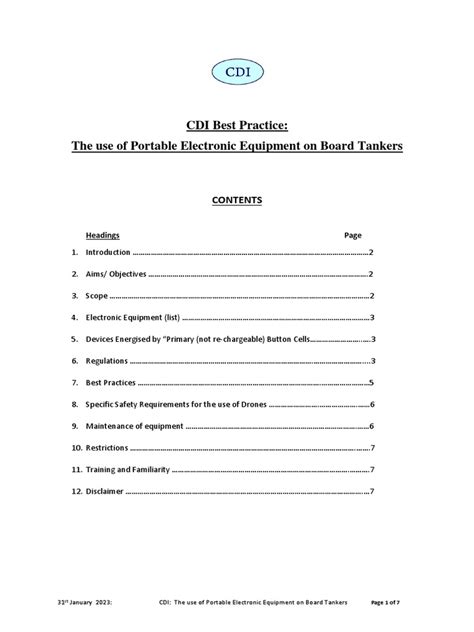 Cdi Best Practice Portable Electronic Equipment 31 01 2023 Pdf Pdf Physical Sciences