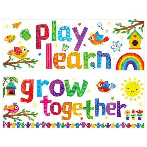 Classroom Banner Poster 2 Pcs Colorful Bulletin Board Decoration