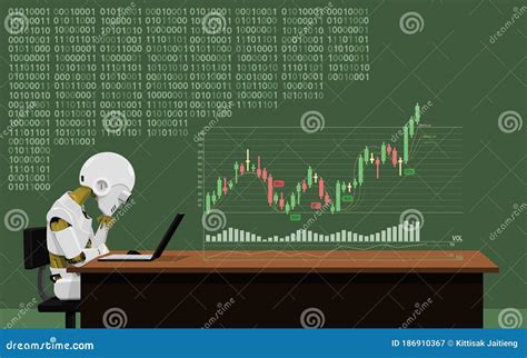 Robot Is Analyzing Stock Chart Stock Vector Illustration Of Business Analysis 186910367