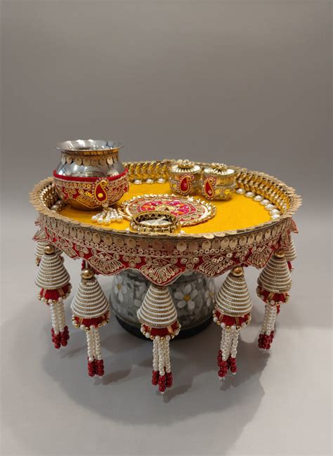 Decorative Pooja Thali Set For Ceremonies And Giting Elegant Pooja Pla