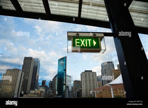 Exit Sign Sydney Australia Stock Photo Alamy