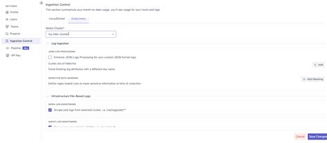 how can you exclude the logs of a specific pod from a kubernetes