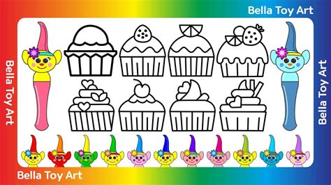 8가지 컵케잌｜체리 바닐라 바나나 딸기 레몬 오렌지 초코 생크림｜컬러링｜모션 그래픽｜222 벨라토이아트 ♡ Youtube