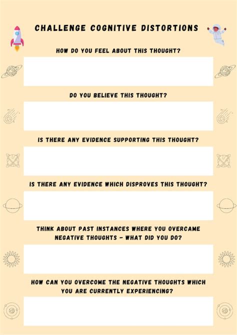 Printable Challenging Cognitive Distortions Worksheet Printable