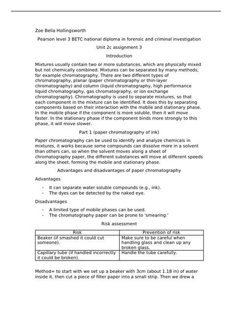 Unit 2 Assignment C Merit Unit 2 Practical Scientific Procedures