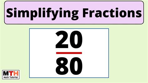 How To Simplify The Fraction 20 80 20 80 Simplified Youtube