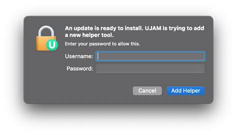 ujam app is trying to add a new helper tool macos ujam