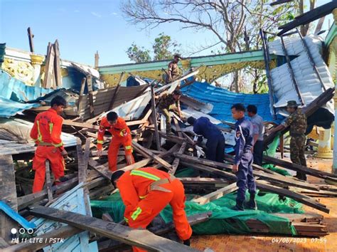 သဘာဝဘေးအန္တရာယ် ကျရောက်သောဒေသများတွင် တပ်မတော်မှ ကူညီကယ်ဆယ် ရေးအဖွဲ့မ
