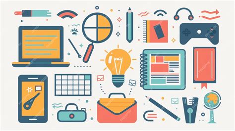 Educational Devices And Classroom Symbols For Smart Learning And