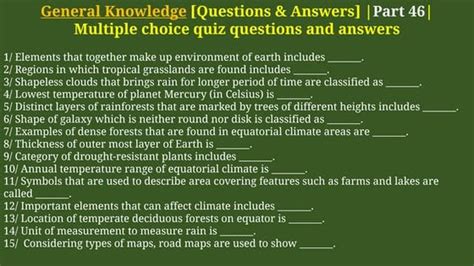 General Knowledge [questions And Answers] Part 66 Ppt