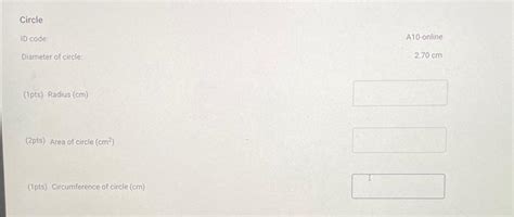 Solved Areacircle π2 Circumference Circle 2πr Area