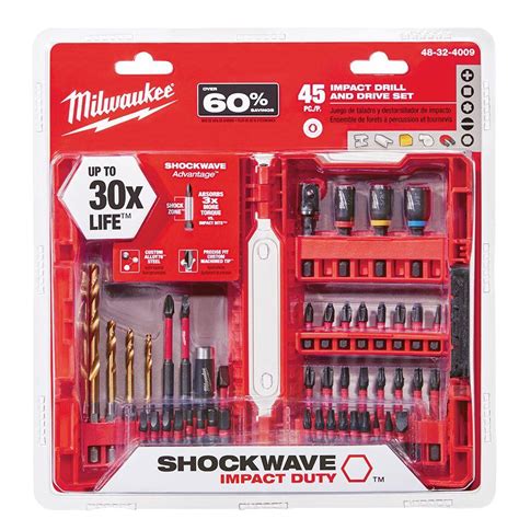 Milwaukee Shockwave Impact Duty Steel Drill and Driver Set (45-Piece ...