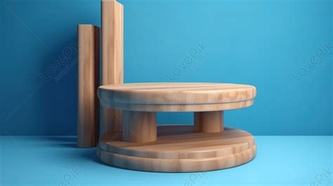 파란색 배경으로 3d 렌더링된 나무 스탠드의 자연미 강화 3d 배경 연미 배경 파란색 배경 이미지 Hd 3d 연미 파란색 배경 사진 무료 다운로드 Lovepik