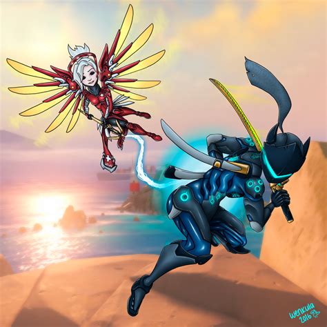 Overwatch Mercy And Genji By Wenkula On Deviantart