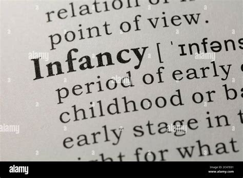 Fake Dictionary Dictionary Definition Of Word Infancy Stock Photo Alamy