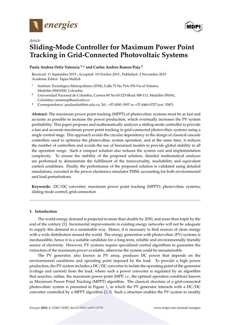 Pdf Sliding Mode Controller For Maximum Power Point Tracking In Grid Connected Photovoltaic