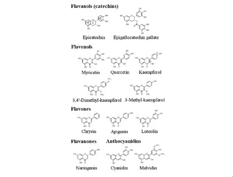 Families And Molecular Structures Of The Flavonoids Studied In This