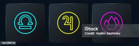 세트 라인 천칭 자리 조디악 물 방울과 기호 목성 검은 색 사각형 버튼 벡터 0명에 대한 스톡 벡터 아트 및 기타 이미지 0