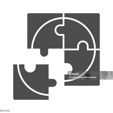 네 퍼즐 조각 솔리드 아이콘 비즈니스 솔루션 개념 직소 퍼즐 흰색 배경에 서명 모바일 개념 웹 디자인에 대한 글리프 스타일의 퍼즐 아이콘의 네 부분 벡터 그래픽 0명에 대한