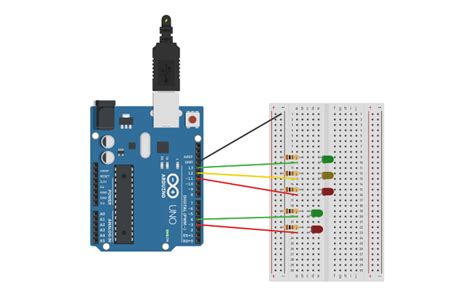 Circuit Design Semáforo De Trânsito E Pedestre Tinkercad