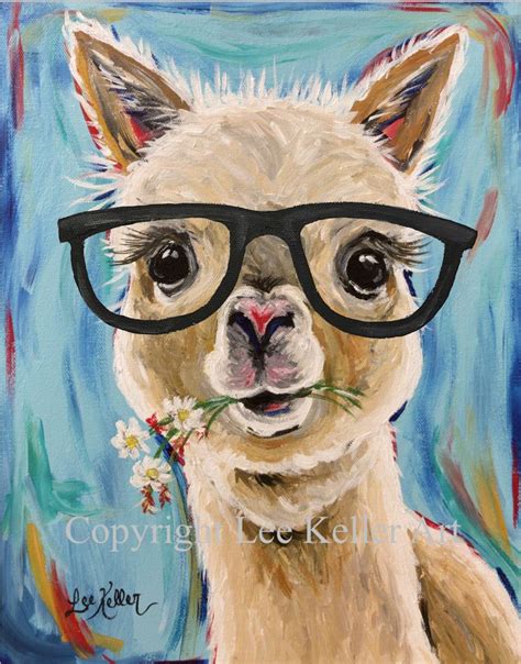 Alpaca With Glasses Art Alpaca Decor Alpaca Print From Original