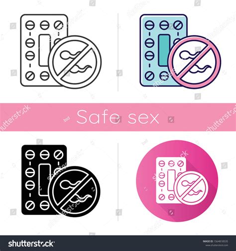 Oral Contraceptive Icon Pharmaceutical Product Prevent Stock Vector