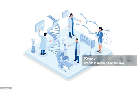 의료 실험실 개념 웹 배너 인포 그래픽 영웅 이미지 아이소메트릭 벡터 현대 일러스트레이션에 사용할 수 있습니다 과학자에 대한
