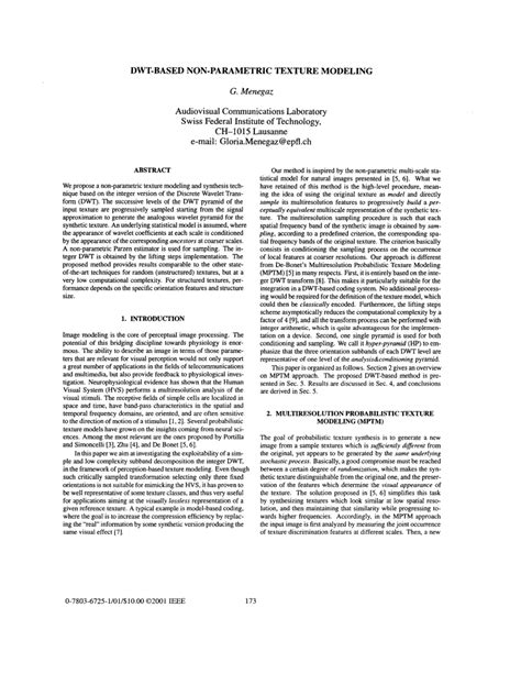 Pdf Dwt Based Non Parametric Texture Modeling