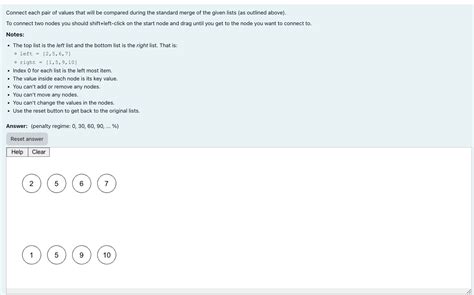 solved connect each pair of values that will be compared