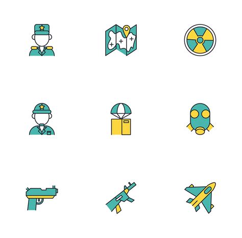 Bundle Of Military Set Icons 2471576 Vector Art At Vecteezy