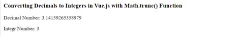 Vue Js Converting Decimals To Integers With Mathtrunc Removing