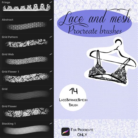 Lace Brush Set Procreate Fashion Textile Brushes Sexy Lingerie Sketch Drawing Procreate