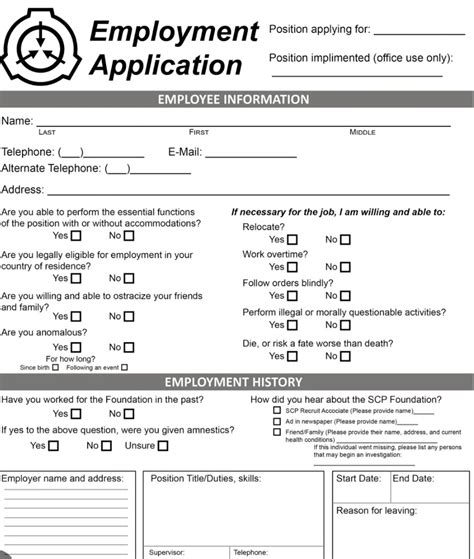 Sco Employment Application