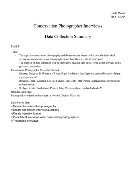 Data Collection Summary Pdf Interview Cognition