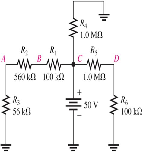 Solved Determine The Voltage At Each Node With Respect To Chegg Com