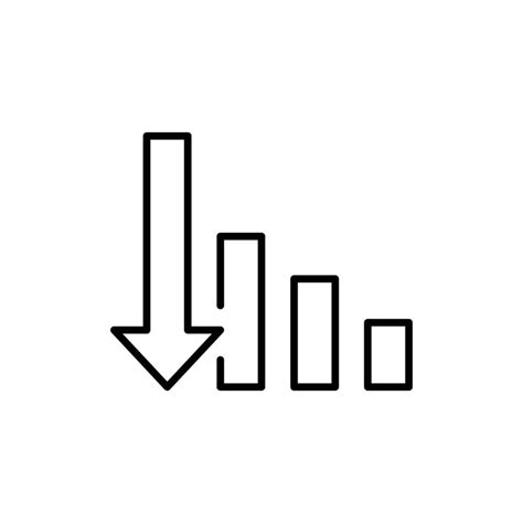 Downward Trend Bar Chart Icon In Outline Line Style Representing Loss Decline And Negative