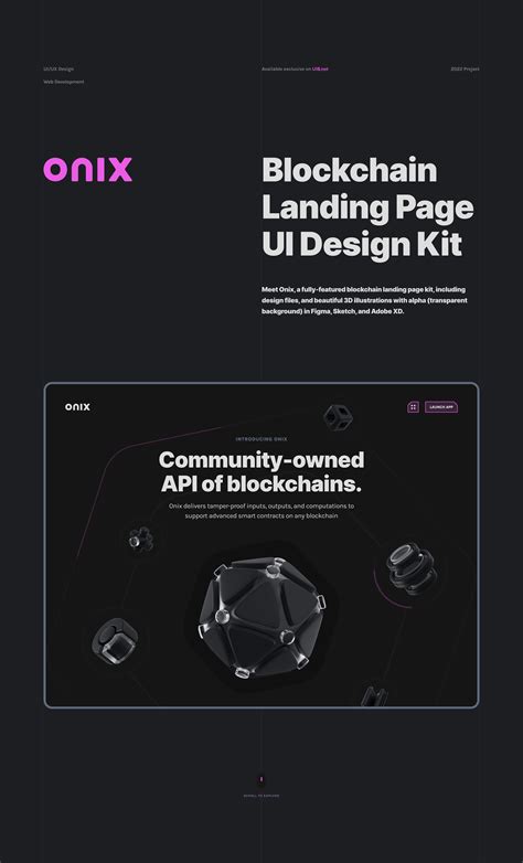 onix blockchain landing page design ui kit behance