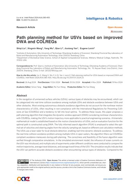 Pdf Path Planning Method For Usvs Based On Improved Dwa And Colregs