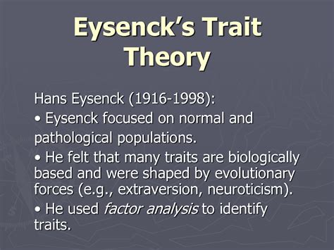 Eysencks Trait Theory Of Personality Four Different Personality