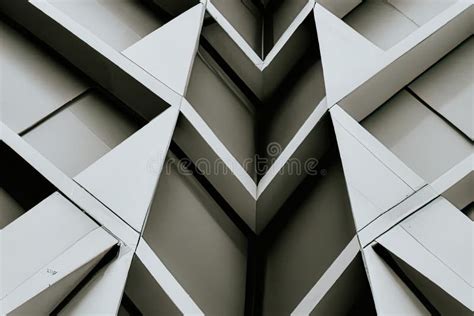 Digital 3d Render Of An Abstract Building Facade With Structural Details Stock Illustration