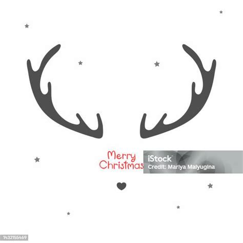크리스마스 사슴 뿔 뿔 사슴과 즐거운 크리스마스의 편지가있는 엽서 12월에 대한 스톡 벡터 아트 및 기타 이미지 12월 겨울 계절 Istock