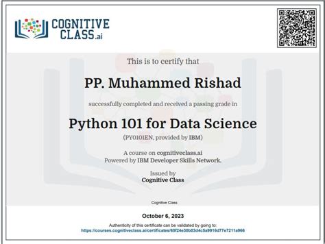completed python 101 course by ibm muhammed rishad pp posted on the