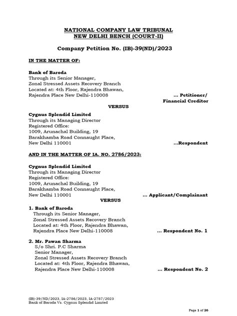 Cygnus Cirp Order Pdf Bankruptcy Debt