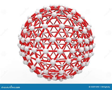 3d Spherical Scientific Geometric Structure Stock Illustration Illustration Of White Mesh