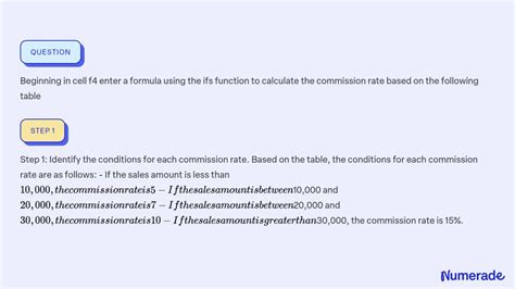 Solved Beginning In Cell F4 Enter A Formula Using The Ifs Function To