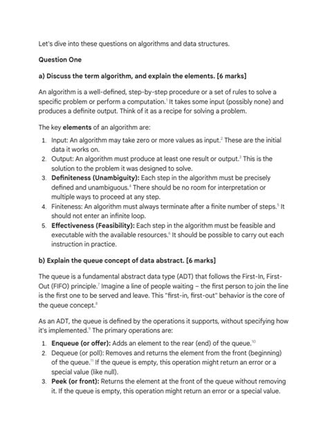 A Discuss The Term Algorithm And Explai Pdf Queue Abstract Data Type Computing