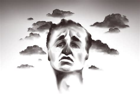 Art Illustration Of A Man Monochrome Portrait Depression And Feelings
